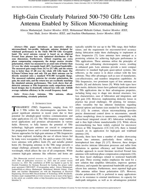 Pdf High Gain Circularly Polarized 500 750 Ghz Lens Antenna Enabled