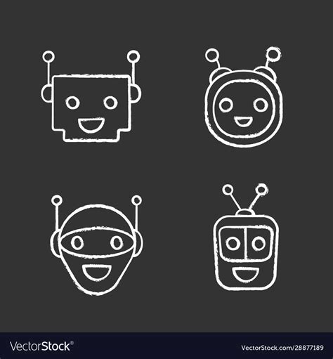 Chatbots Chalk Icons Set Royalty Free Vector Image