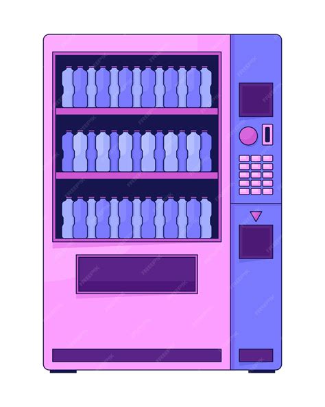 Premium Vector Vending Machine With Water Bottles Flat Line Color Isolated Vector Object