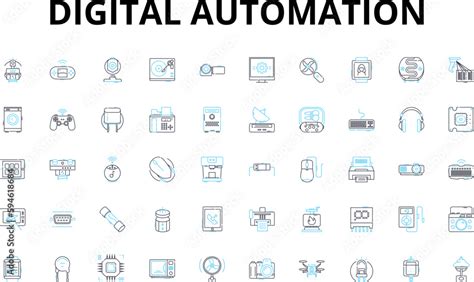 Digital Automation Linear Icons Set Robotics Automation Artificial