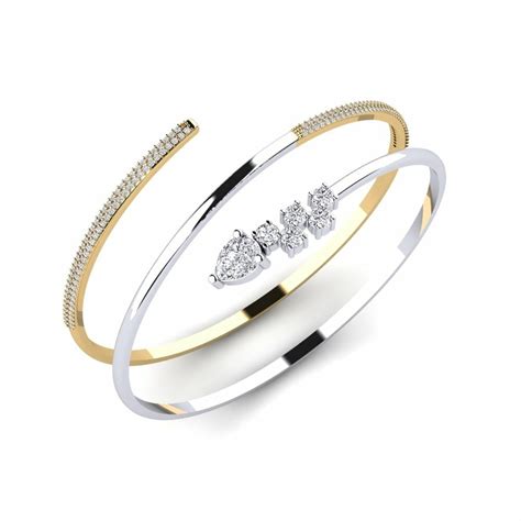 Sylvie Bangle Kiera In 0 96 Carat Pear Cut 18ct White And Yellow Gold