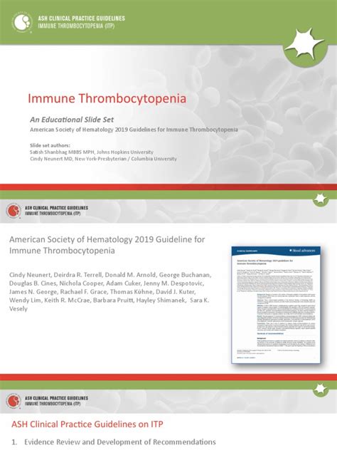 Ash Guidelines Slide Set For Itp Pp Pdf Health Sciences Causes Of Death