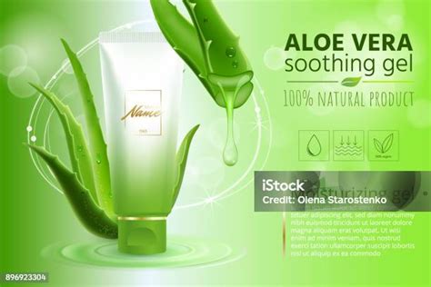 광고 카탈로그 잡지에 대 한 미용 제품에 대 한 포스터 화장품 패키지의 벡터 디자인입니다 크림 젤 바디 로션 알로에 베라 추출 물과 보습 고립 된 개체와 벡터 일러스트 레이