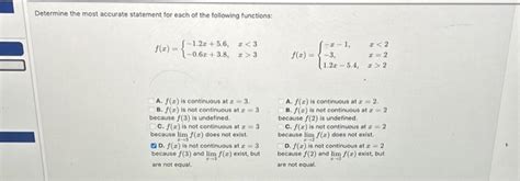 Solved A F X Is Continuous At X 2 B F X Is Not Chegg Com