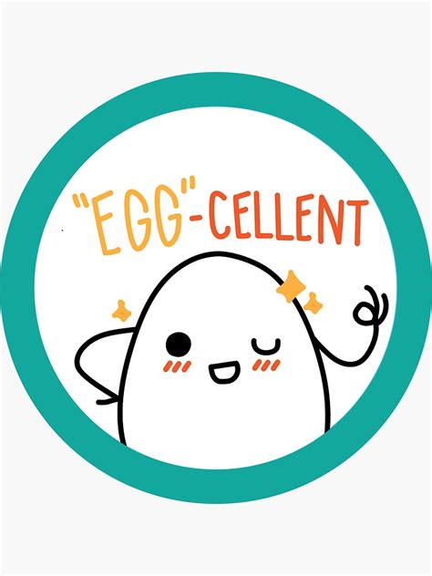 Egg Cellent Kawaii Egg Pun Sticker Sticker By Pundragonart Redbubble