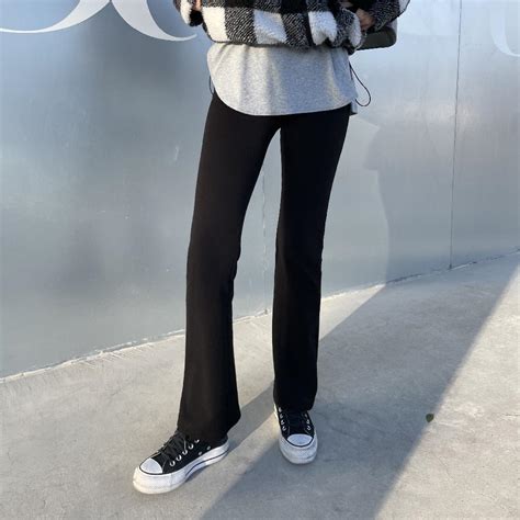 기모 밴딩 세미 부츠컷 롱 팬츠 슬림 트레이닝 바지 나팔 하이웨스트 여성 겨울 검정 차콜