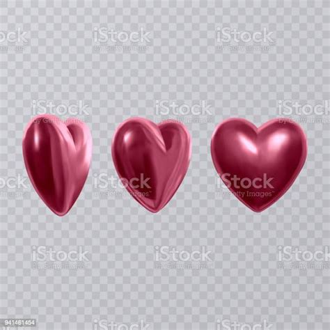 투명 한 바탕에 핑크 컬러의 3d 하트의 설정 사용할 수 있습니다 인사말 카드에 발렌타인 데이 S의 장식으로 2월에 대한 스톡 벡터 아트 및 기타 이미지 Istock