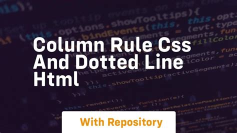 Column Rule Css And Dotted Line Html Youtube