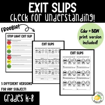 Exit Slips FREEBIE By Freshly Squeezed Lessonaid TPT