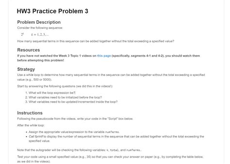 Solved HW Practice Problem Problem DescriptionConsider Chegg Com