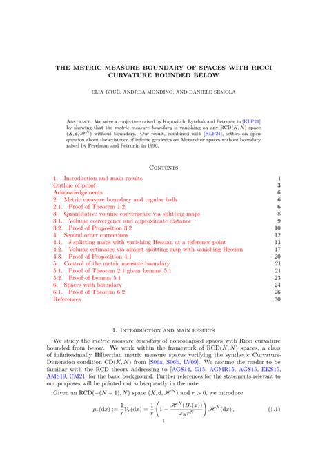 Pdf The Metric Measure Boundary Of Spaces With Ricci Curvature Bounded Below