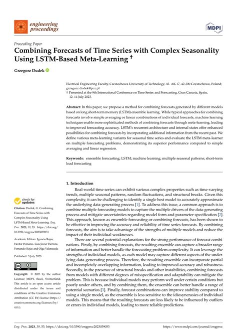 Pdf Combining Forecasts Of Time Series With Complex Seasonality Using Lstm Based Meta Learning