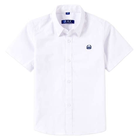 校服替换衬衫儿童衬衣男童纯棉款中大童夏季学院白衬衫短袖新款虎窝淘