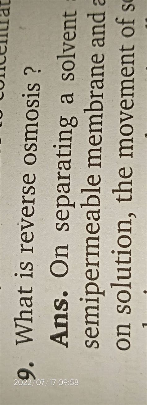 9 What Is Reverse Osmosisans On Separating A Solvent Semipermeable Me