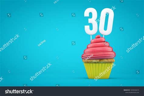 Number 30 Birthday Celebration Cupcake 3d Stock Illustration 1029294415