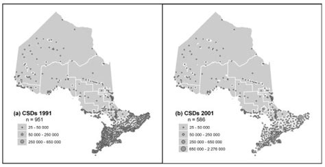Ontario Census Subdivisions Csds In 1991 N 951 And 2001 N 586