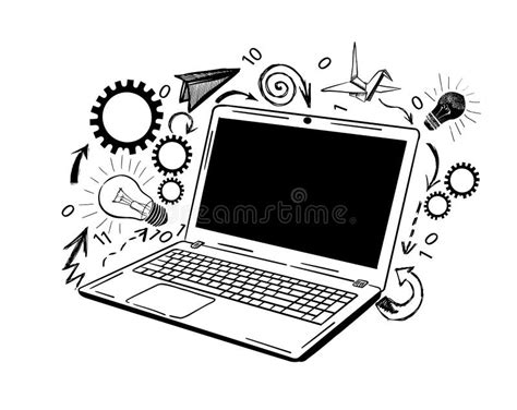 Abstraction Laptop With Gears Vector Illustration Stock Vector Illustration Of Black Idea