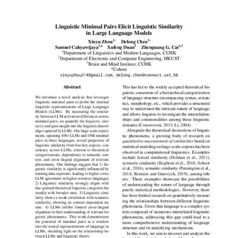 Linguistic Minimal Pairs Elicit Linguistic Similarity In Large Language