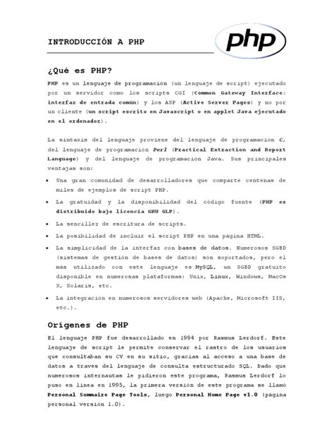 ejercicios en php descargar gratis pdf php servidor web