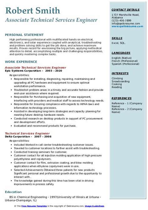 Technical Services Engineer Resume Samples Qwikresume