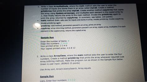 Solved 2 Write A Class Arrayclass Where The Main Method