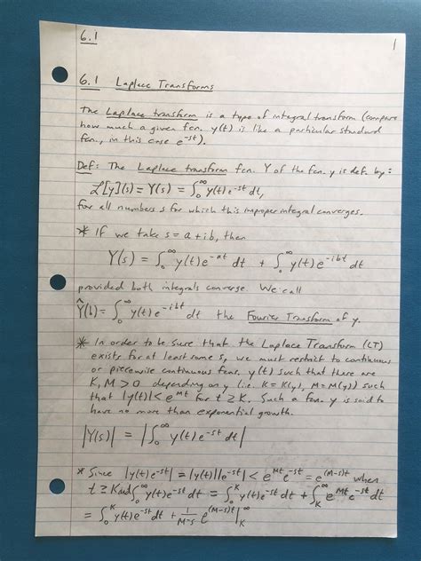 Professor Franks Math Blog 61 Laplace Transforms