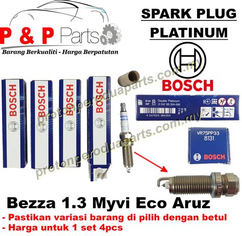 Spark Plug Iridium Platinum Bosch Bezza 13 Myvi Eco Aruz 4 Pcs Set