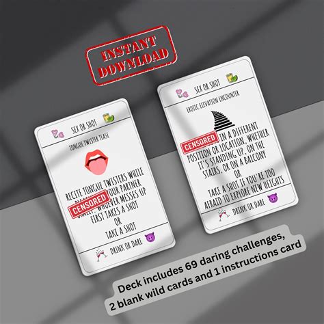 Dirty Adult Game Cards Printable Date Night Games Romantic Couple Card Game Flirty Conversation