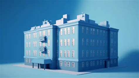 3d 평면 건물 외부 반사가 있는 정면 현대적인 건물 외관의 3d 일러스트 고화질 사진 사진 배경 일러스트 및 사진 무료