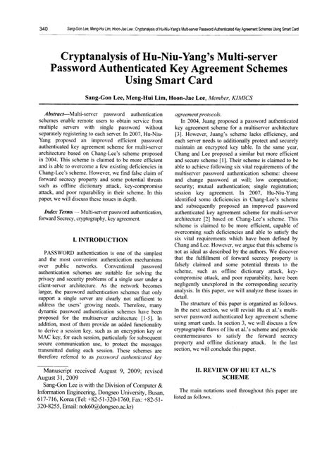 Pdf Cryptanalysis Of Hu Niu Yangs Multi Server Password Authenticated Key Agreement Schemes
