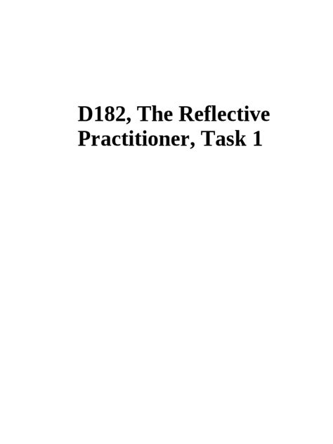 D182 Task 1 Developing Reflective Practice Pdf Educational Assessment Reading Comprehension