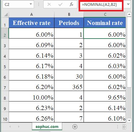 NOMINAL Function In Excel