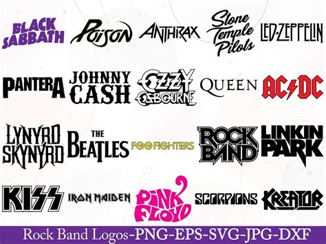 Band Logo Svg Bundle Rock And Metal Digital Cut Files Etsy
