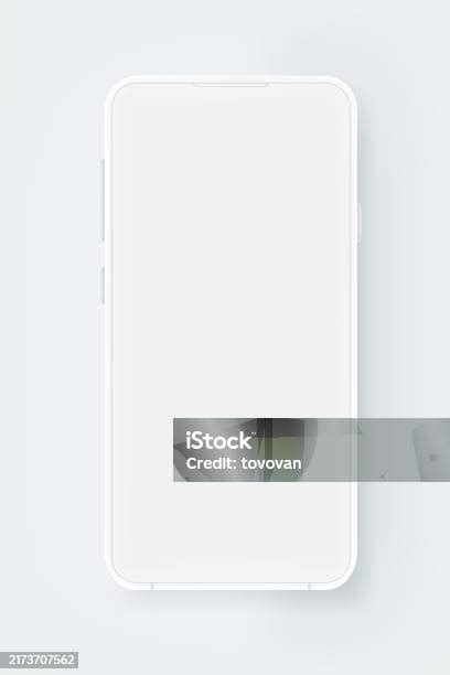 흰색 배경에 고립 된 빈 화면이 있는 현대 흰색 휴대 전화 3d 벡터 모형 모형에 대한 스톡 벡터 아트 및 기타 이미지 모형 실물 모형 전화 Istock
