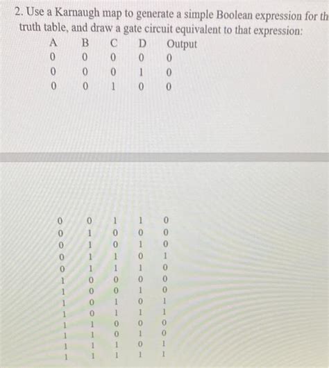 Solved 2 Use A Karnaugh Map To Generate A Simple Boolean
