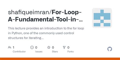Github Shafiqueimranfor Loop A Fundamental Tool In Python Programming