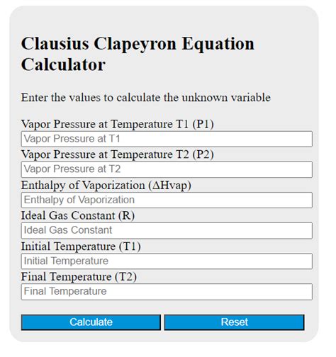 Clausius Clapeyron Equation Calculator Calculator Academy