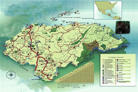 Large Detailed Travellers Map Of Honduras Honduras North America Mapsland Maps Of The World