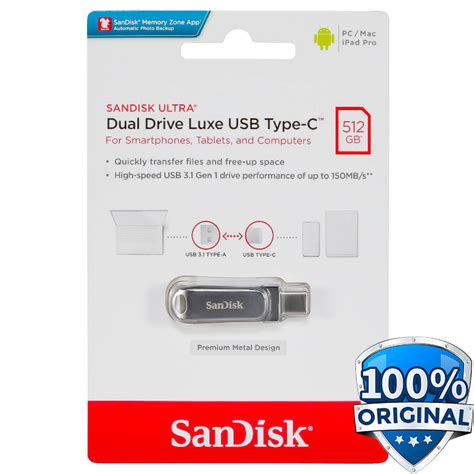 Sandisk Ultra Dual Drive Luxe Usb Type C 31 Flashdisk 512gb Sdddc4