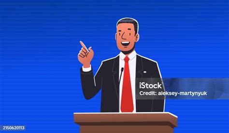 연단 뒤에서 정치인 대통령 또는 공인의 연설 벡터 일러스트 레이 션 연설에 대한 스톡 벡터 아트 및 기타 이미지 연설 대통령 만화 Istock