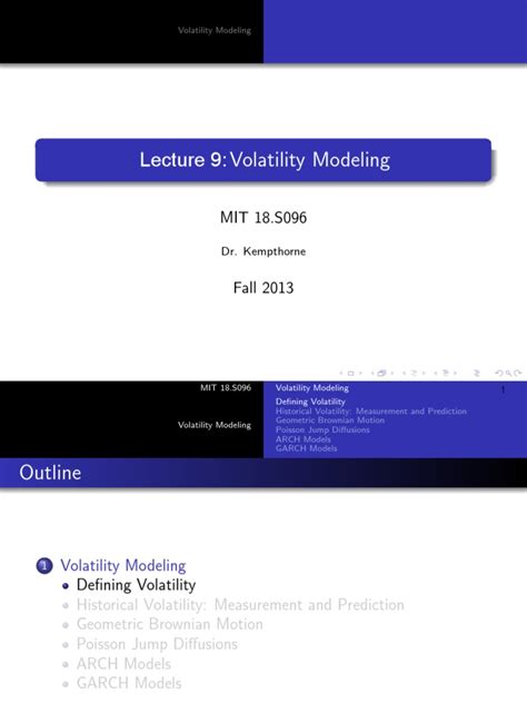 Vol Modeling Arch Garch Lr Etc Pdf Volatility Finance