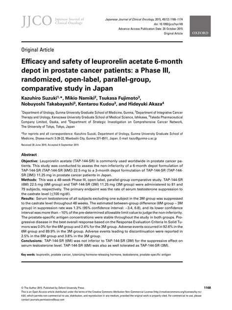 Pdf Efficacy And Safety Of Leuprorelin Acetate 6 Month Depot In