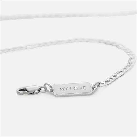 Personalized Figaro Chain Necklace 3 Mm Silver Settandco