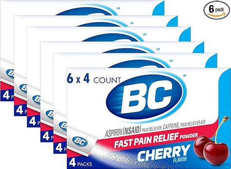 Bc Powder Pain Reliever Cherry Flavor Aspirin Dissolve Packs 4 Count
