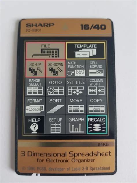 Sharp Iq 8b01 3 Dimensional Spreadsheet For Oziq Electronic Organiser 1990 £1999 Picclick Uk