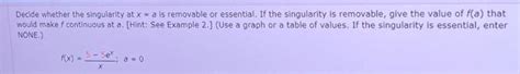 Solved Decide Whether The Singularity At X A Is Removable