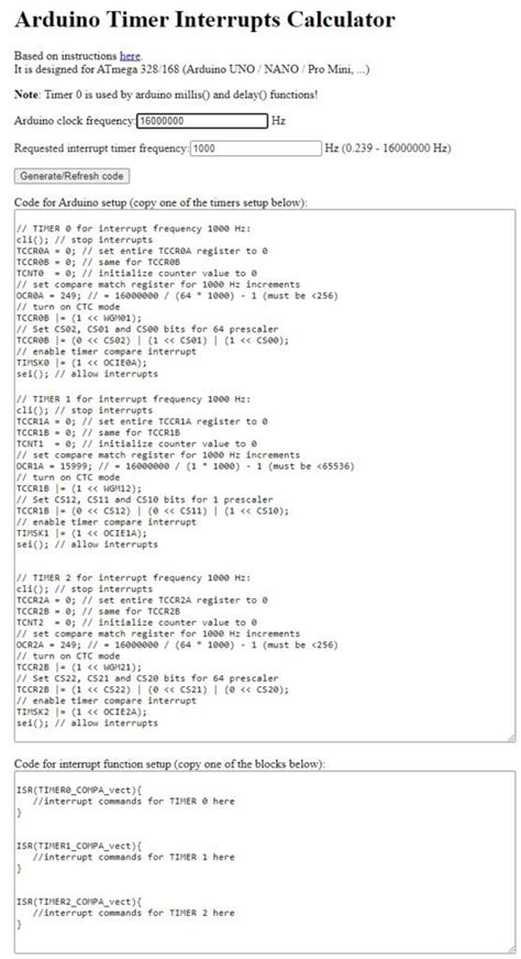 Generator przerwań zegara Arduino Arduinowo pl