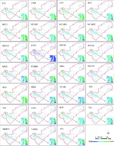 Spatial Distribution Of The Crop Spectral Variables Numerous