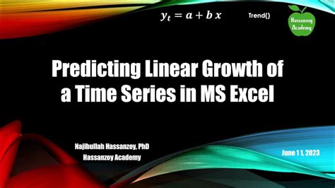 Predicting The Lineartrend Of A Timeseries In Ms Excel Youtube