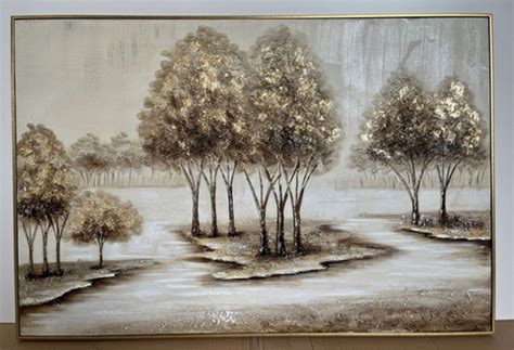 ΠΙΝΑΚΑΣ ΖΩΓΡΑΦΙΚΗΣ ΔΑΣΟΣ ΜΕ ΚΟΡΝΙΖΑ ΚΑΙ ΔΕΝΤΡΑ ΧΡΥΣΑ 82Χ122Χ4 5ΕΚ